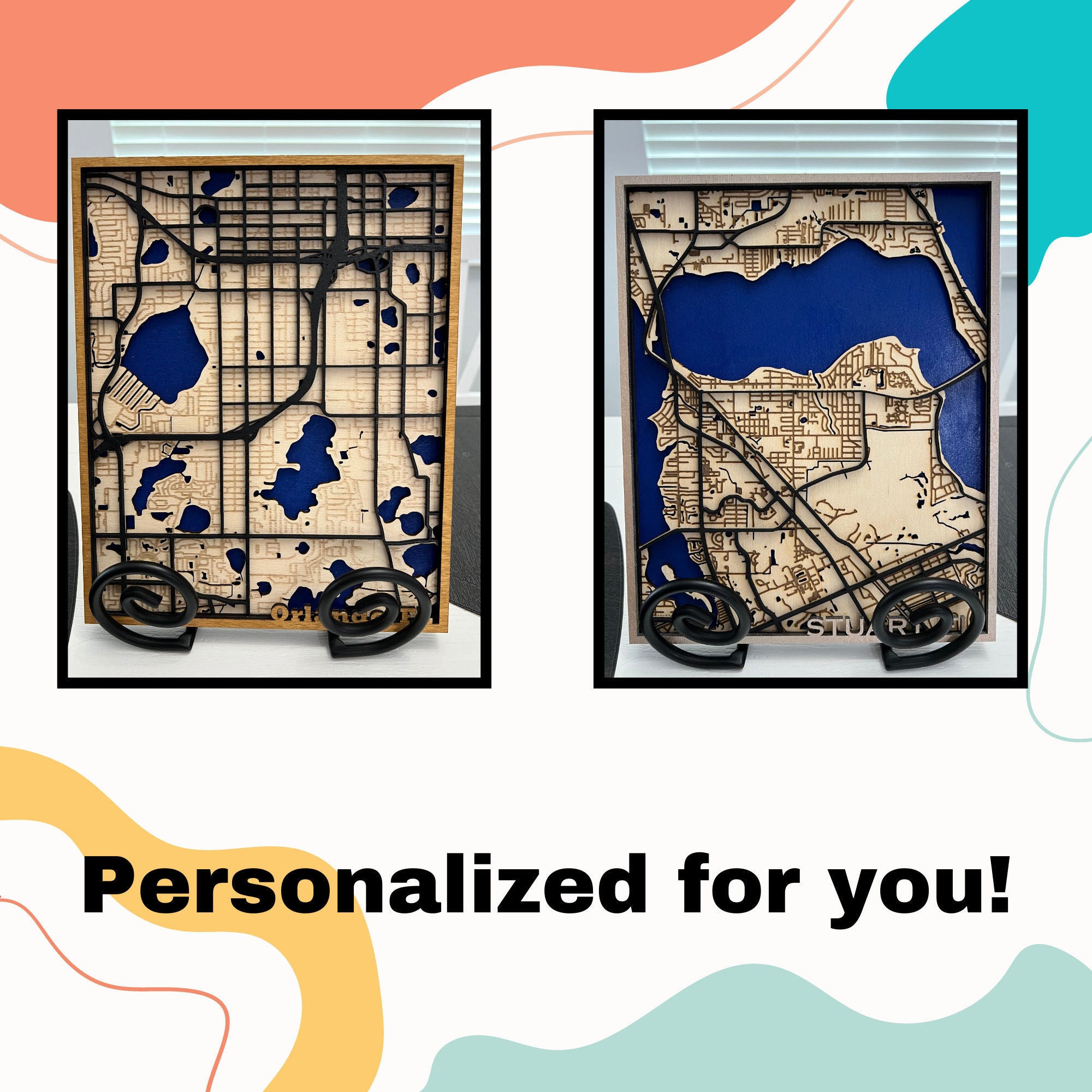 Custom Layered Wooden City Map Personalized 8x10 Inch Map Art - Etsy