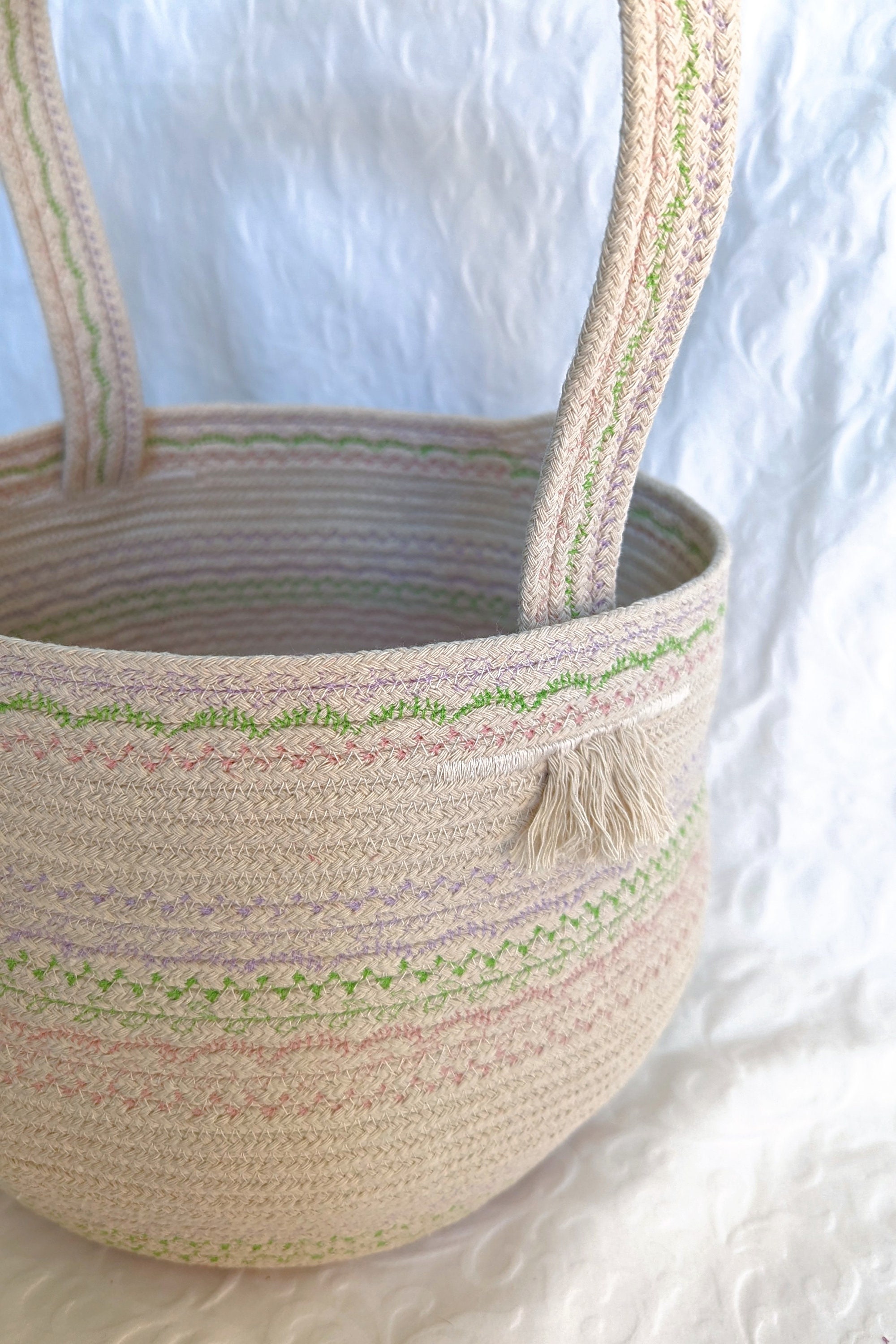 Rope Easter Basket Spring Decor Easter Gift Easter Bunny - Etsy