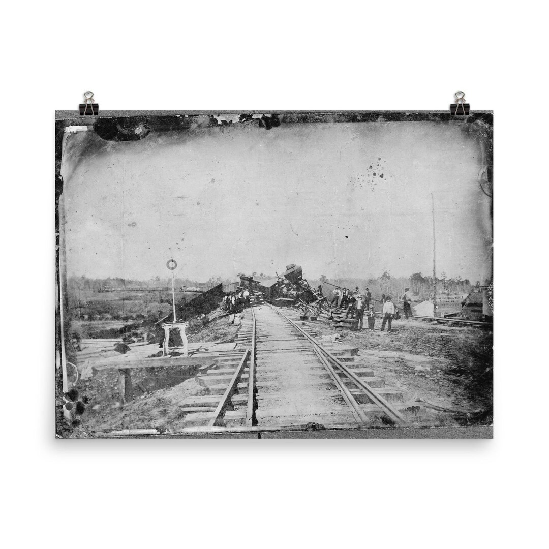 Victorian Railroad Wreck Poster Print | 1870s Vintage Train Crash Wall ...