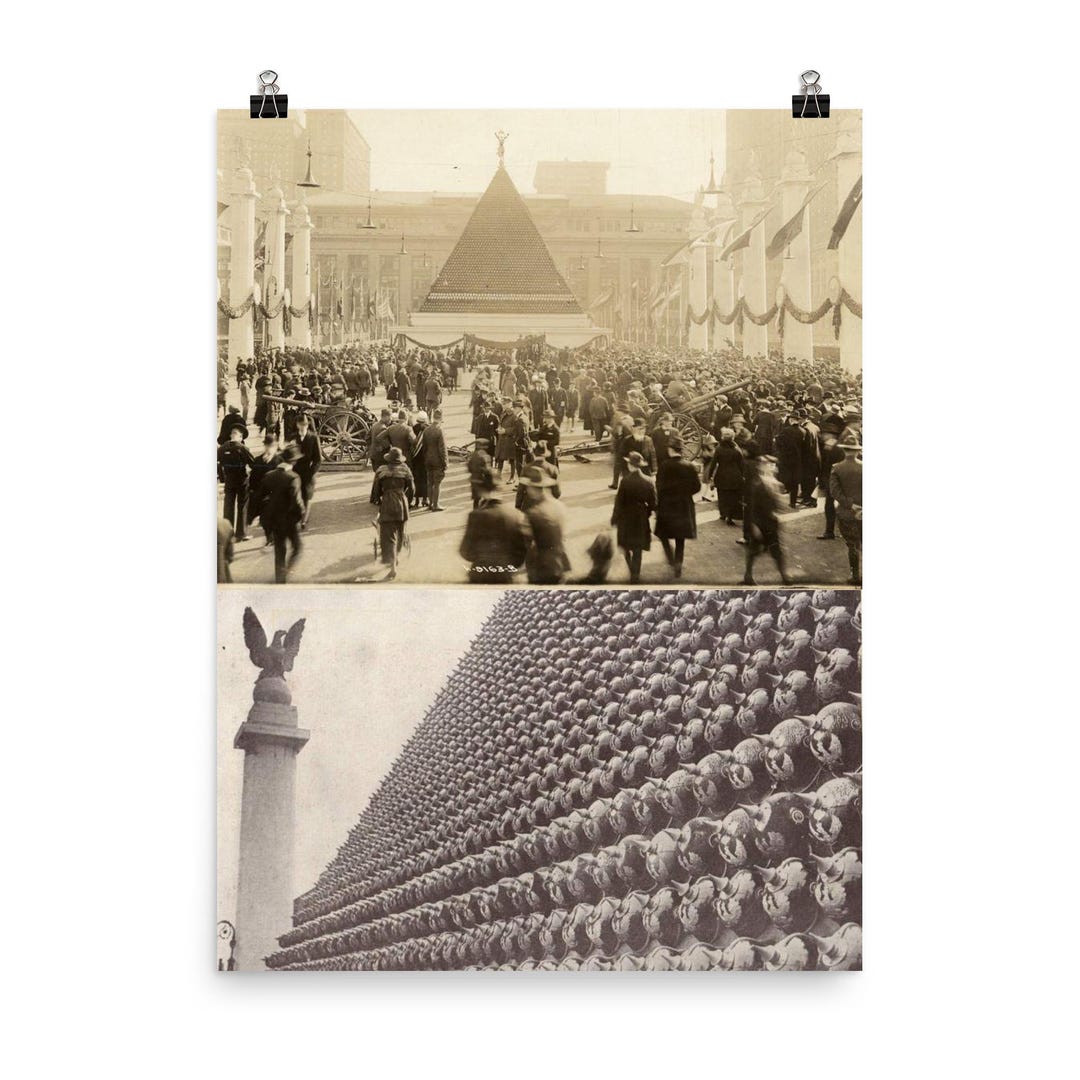 Vintage 1919 NYC German Helmets Pyramid Poster Print - Historical War ...