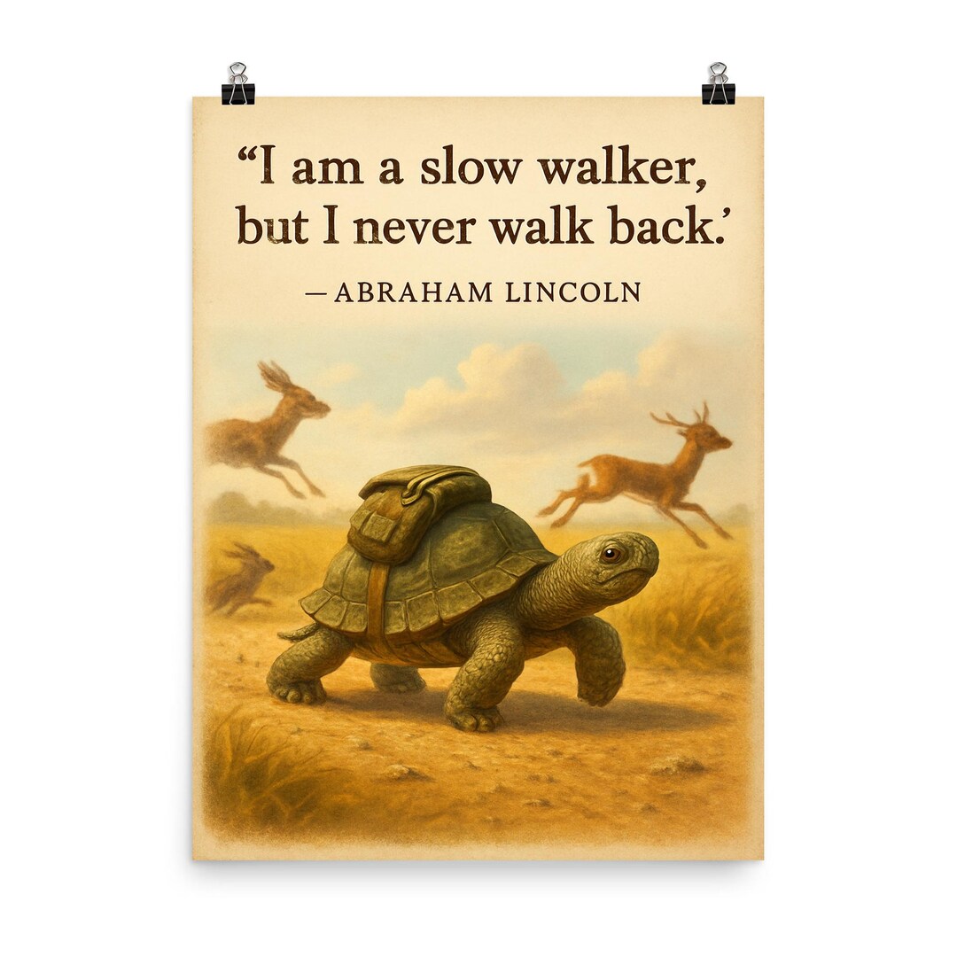 Abraham Lincoln Quote Turtle Art Print: Inspirational Motivational ...