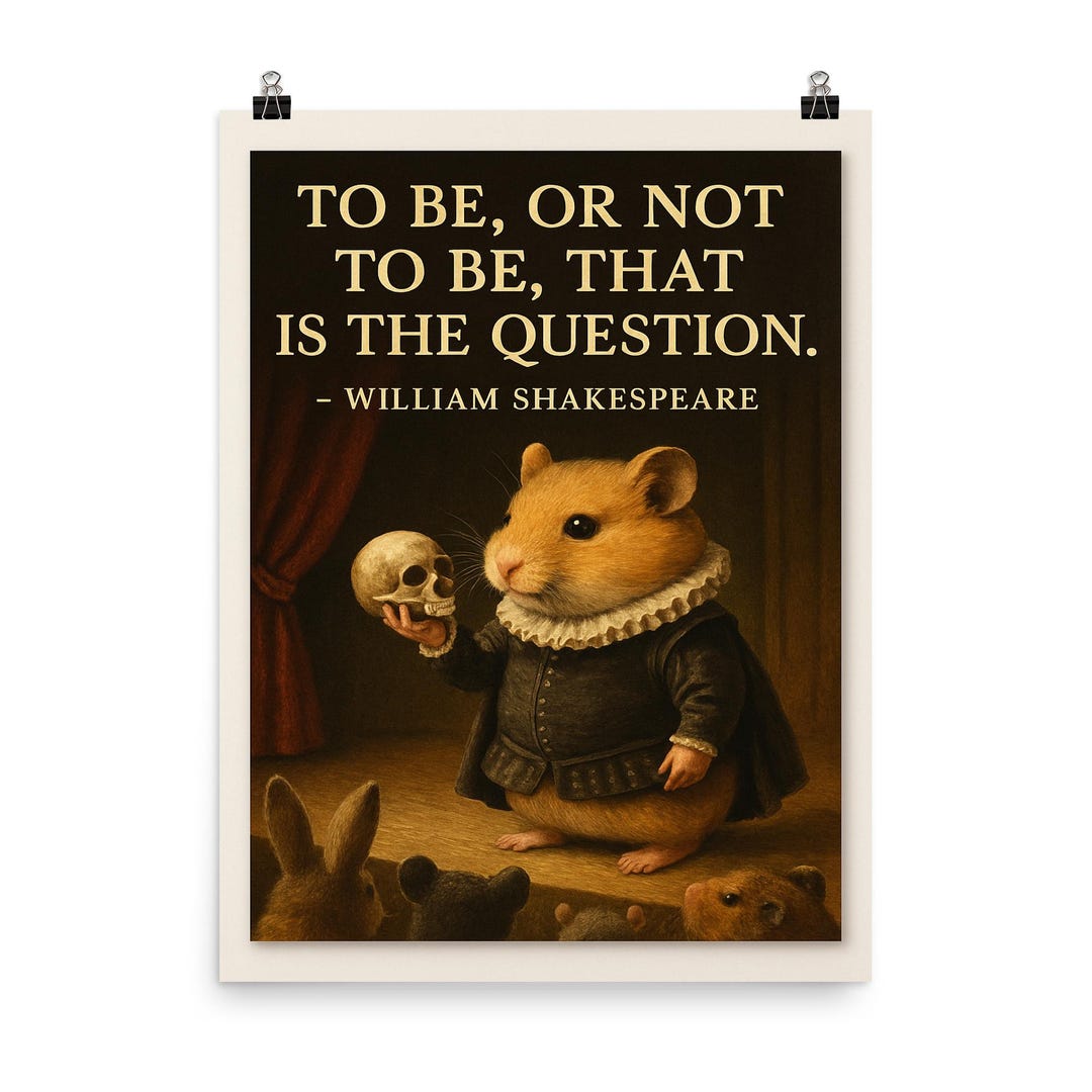 Hamlet Hamster "to Be or Not to Be" Poster - Unique Skull Stage Art for ...
