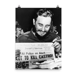 Fidel Castro Laughing at Newspaper Headline, New York 1959 Poster Print ...
