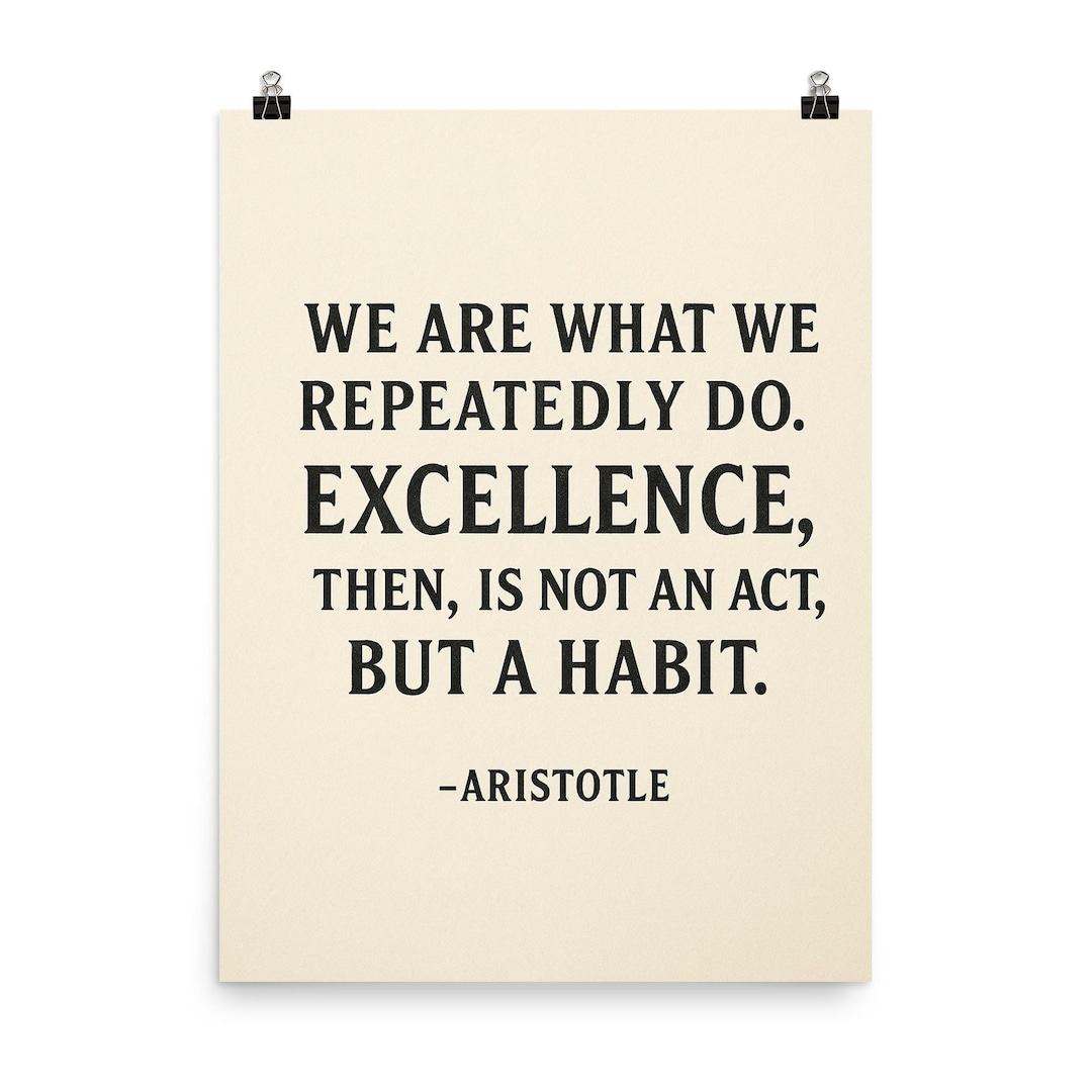 Aristotle Excellence Quote Poster Print Inspiring Wall Art Motivational ...