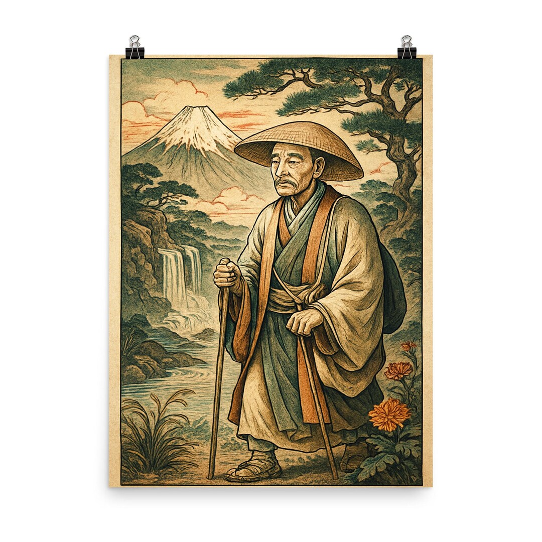 Matsuo Basho Poster: Ancient Japanese Ukiyoe Haiku Poet Wall Art - Etsy