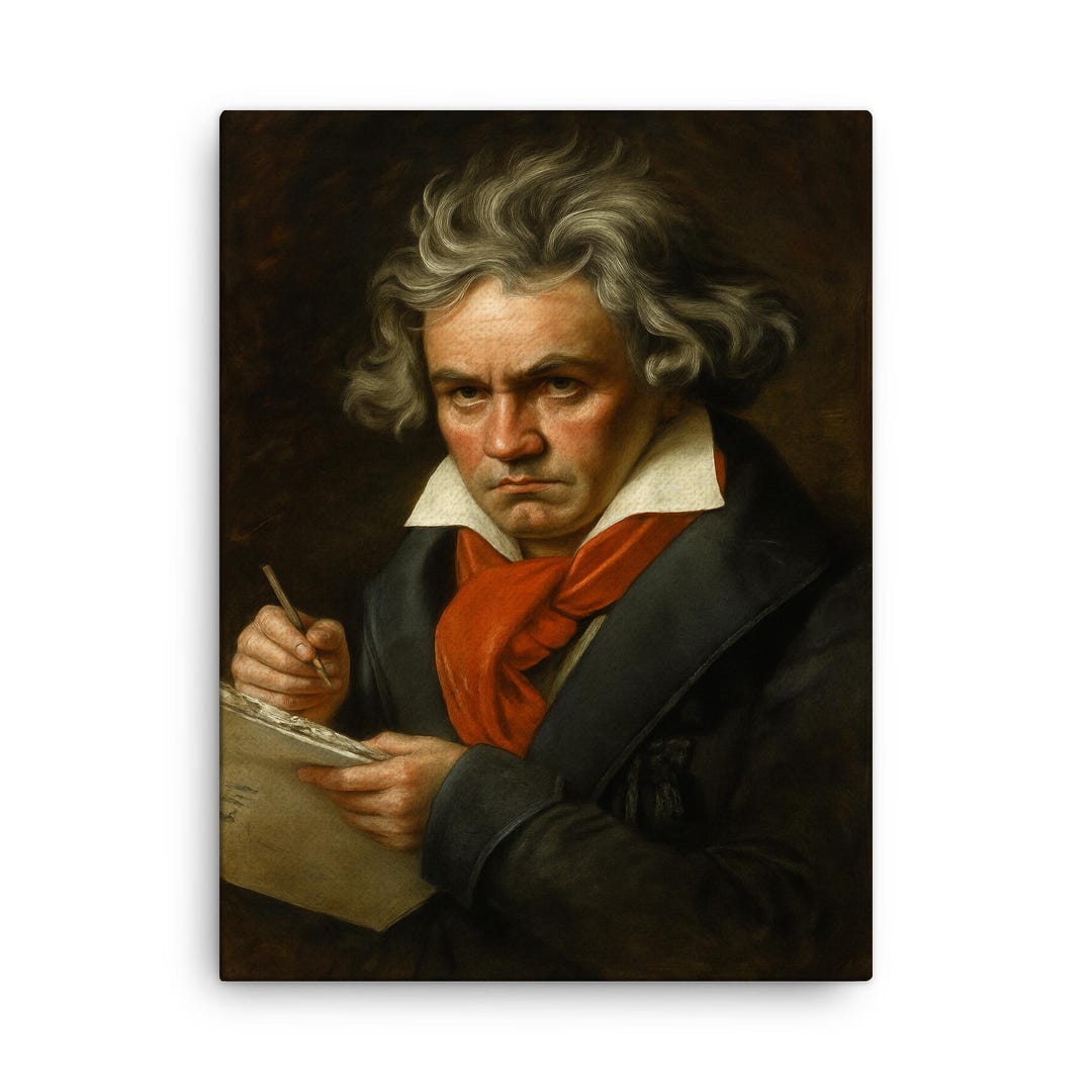 Beethoven Portrait Canvas Wall Art: Handmade Music Room Decor - Etsy
