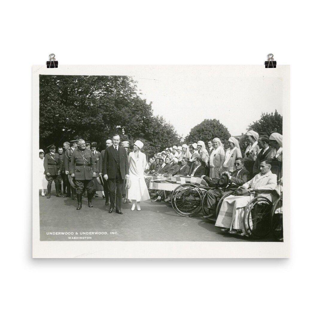 Historic Poster: President Calvin Coolidge & First Lady at Walter Reed ...