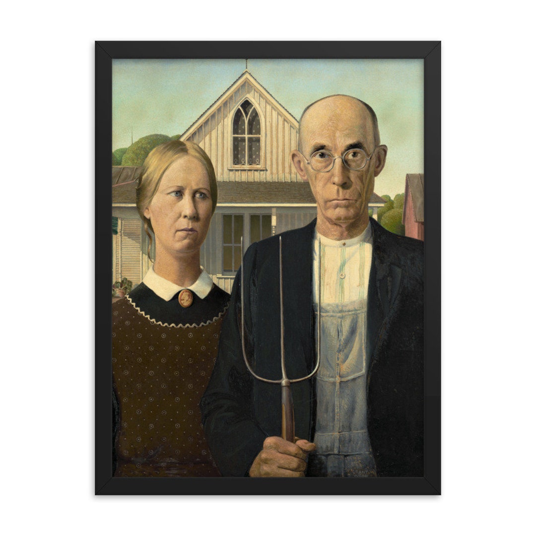 American Gothic, Vintage Grant Wood Painting Wall Decor Framed Print - Etsy