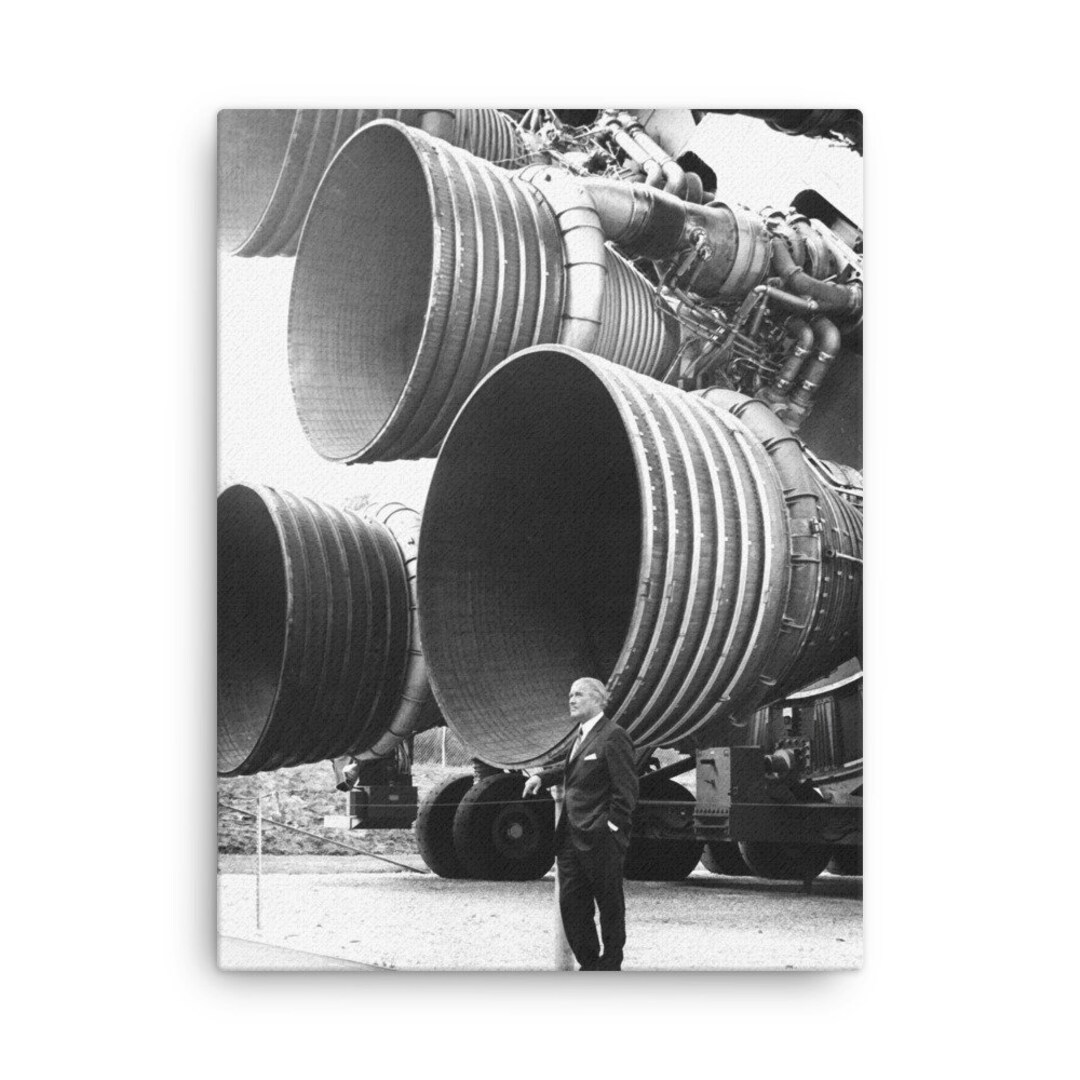 Wernher Von Braun Beside the Saturn V F1 Engines Canvas Print - Canvas ...