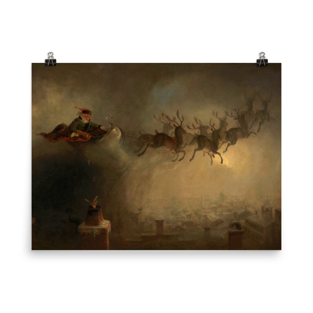 Santa Claus Dropping Gifts Down the Chimney by William Holbrook Beard ...