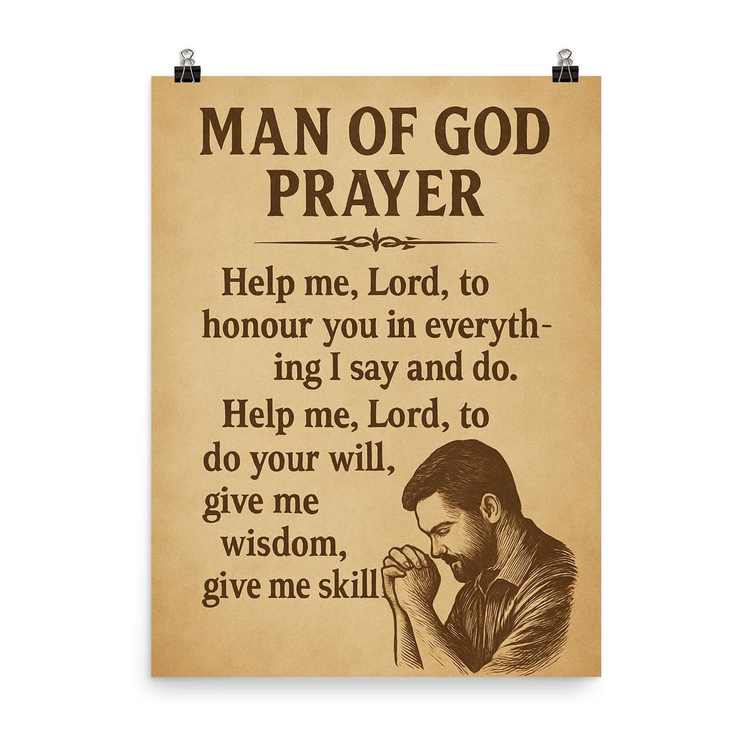 Christian Wall Art Man of God Prayer Poster Spiritual Décor ...
