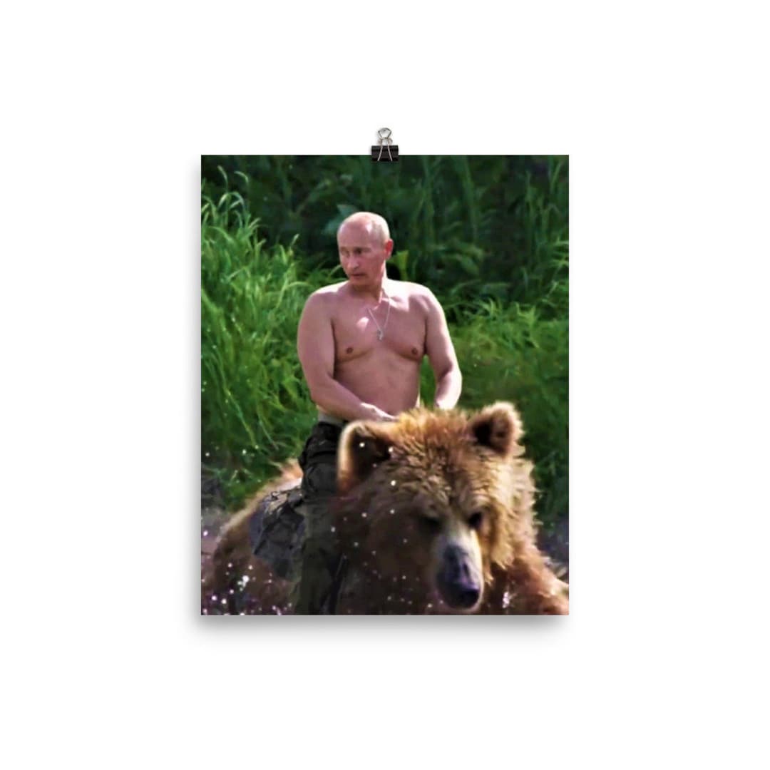 Vladimir Putin montando un oso Póster - Etsy México