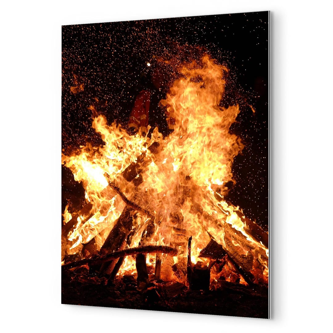 Camping Bonfire Metal Print: Hygge Cabin Wall Art - Etsy