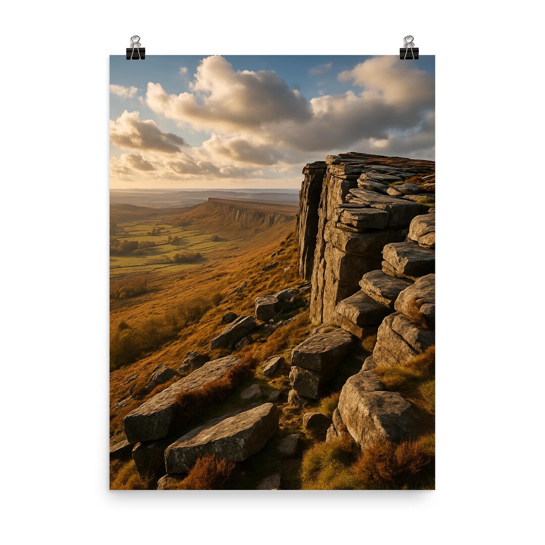 Stanage Edge Print: England Landscape Poster, Peak District Wall Art - Etsy
