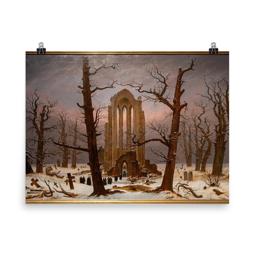 Caspar David Friedrich Winter Monastery Cemetery Poster - Unique Snowy ...