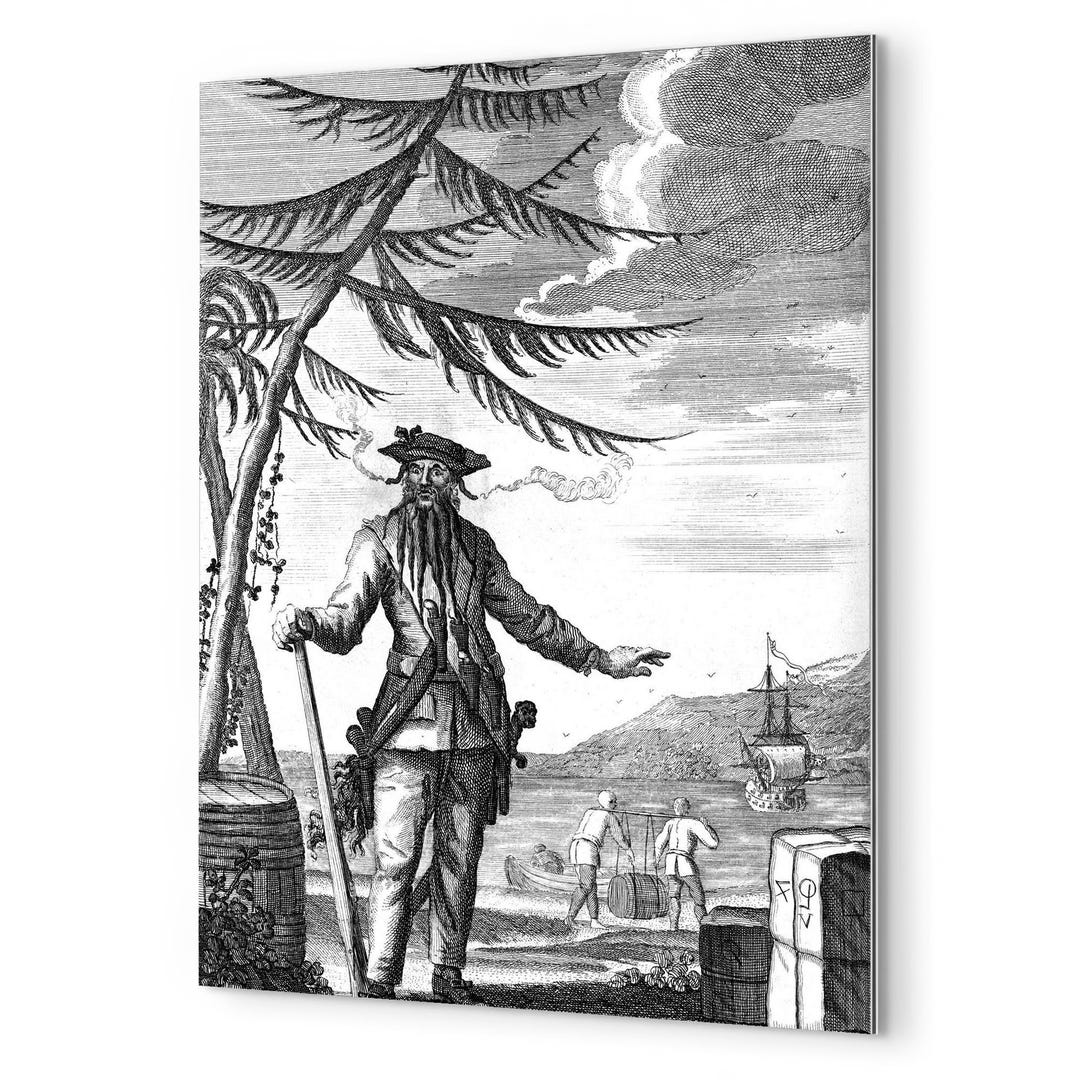 Blackbeard Pirate Portrait Metal Print: Bold Nautical Wall Art - Etsy