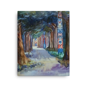 Totem Poles, Totem Walk at Sitka by Emily Carr, Forest Watercolor ...