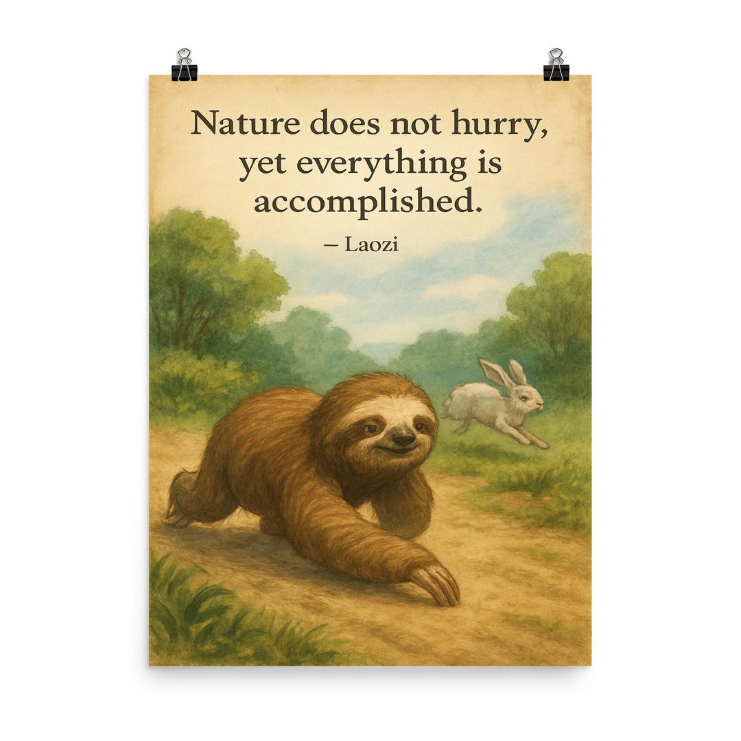Laozi Quote Wall Art: Nature Sloth Wisdom Poster Print - Inspire ...