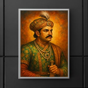 Akbar the Great Regal Indian Emperor Art Poster Print | Historical Wall ...