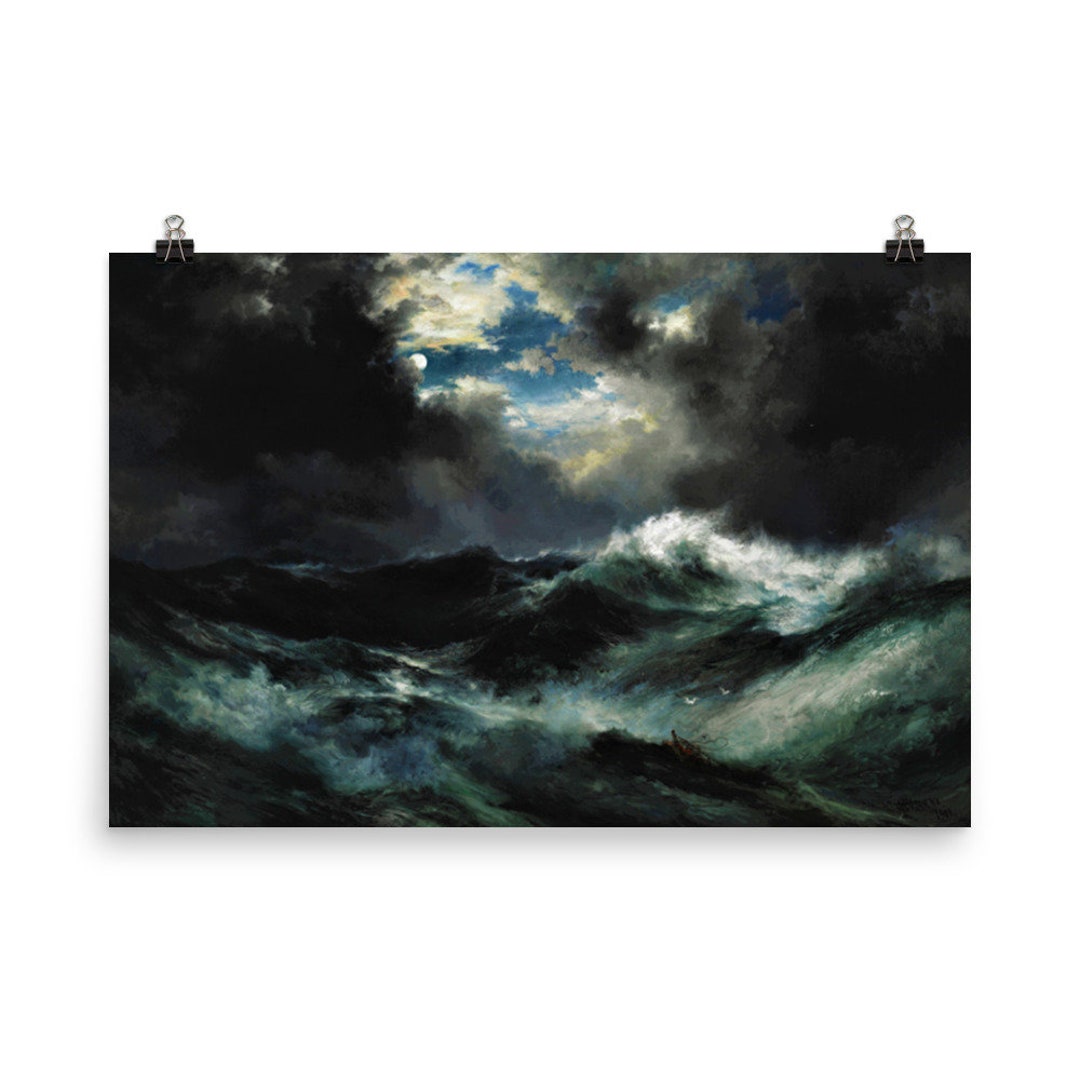 Moonlit Shipwreck at Sea by Thomas Moran Poster Print - Etsy