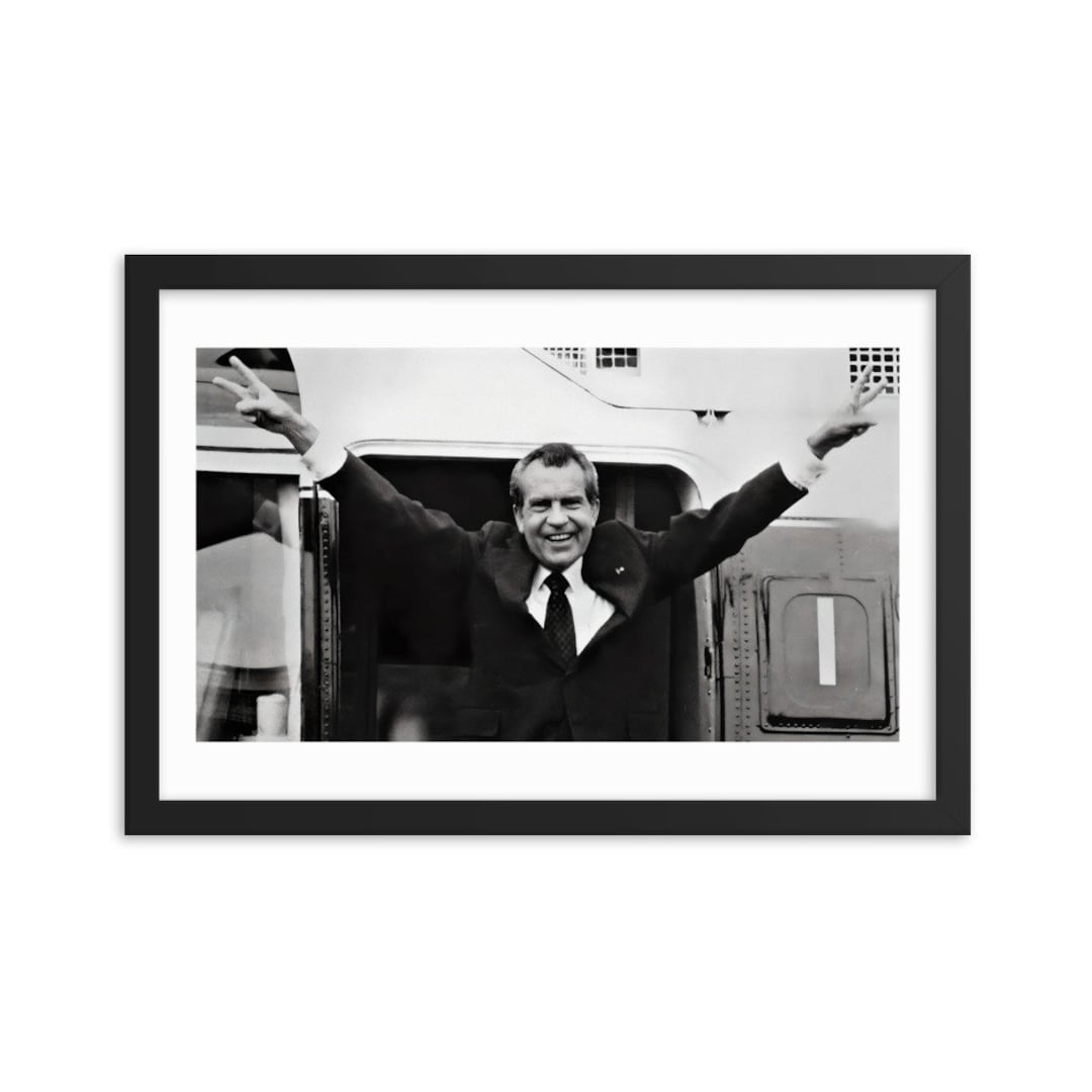 Richard Nixon Resigns (peace Sign) Framed Print - Etsy