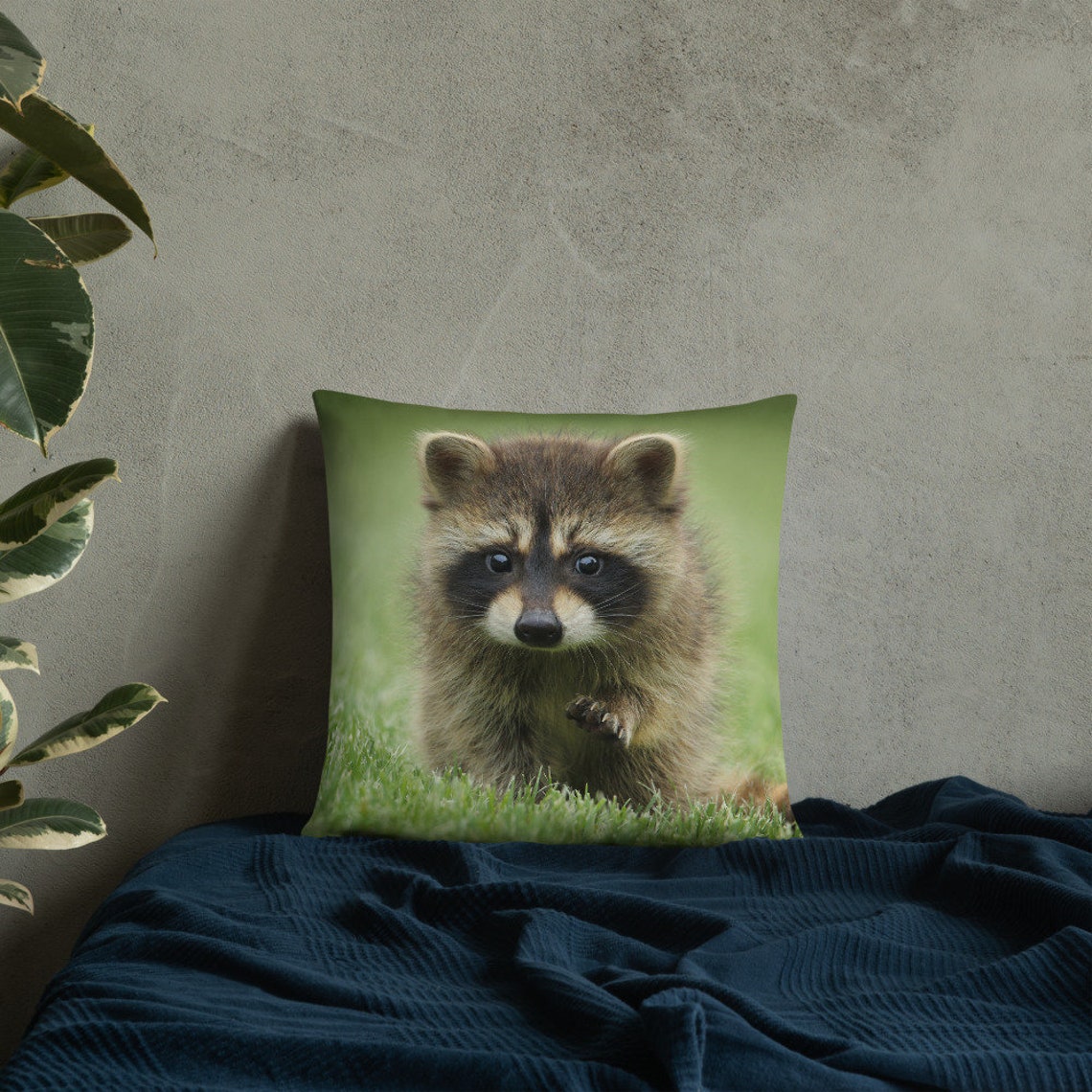 Cute Baby Raccoon Throw Pillow | Etsy