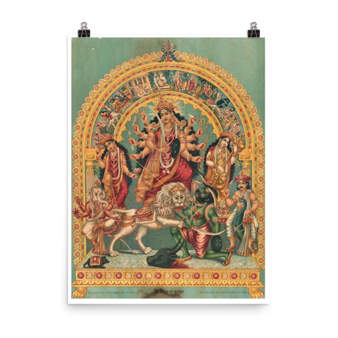 Shri Shri Durga With Mahisha Trisula Lakshmi Saraswati Poster Print - Etsy
