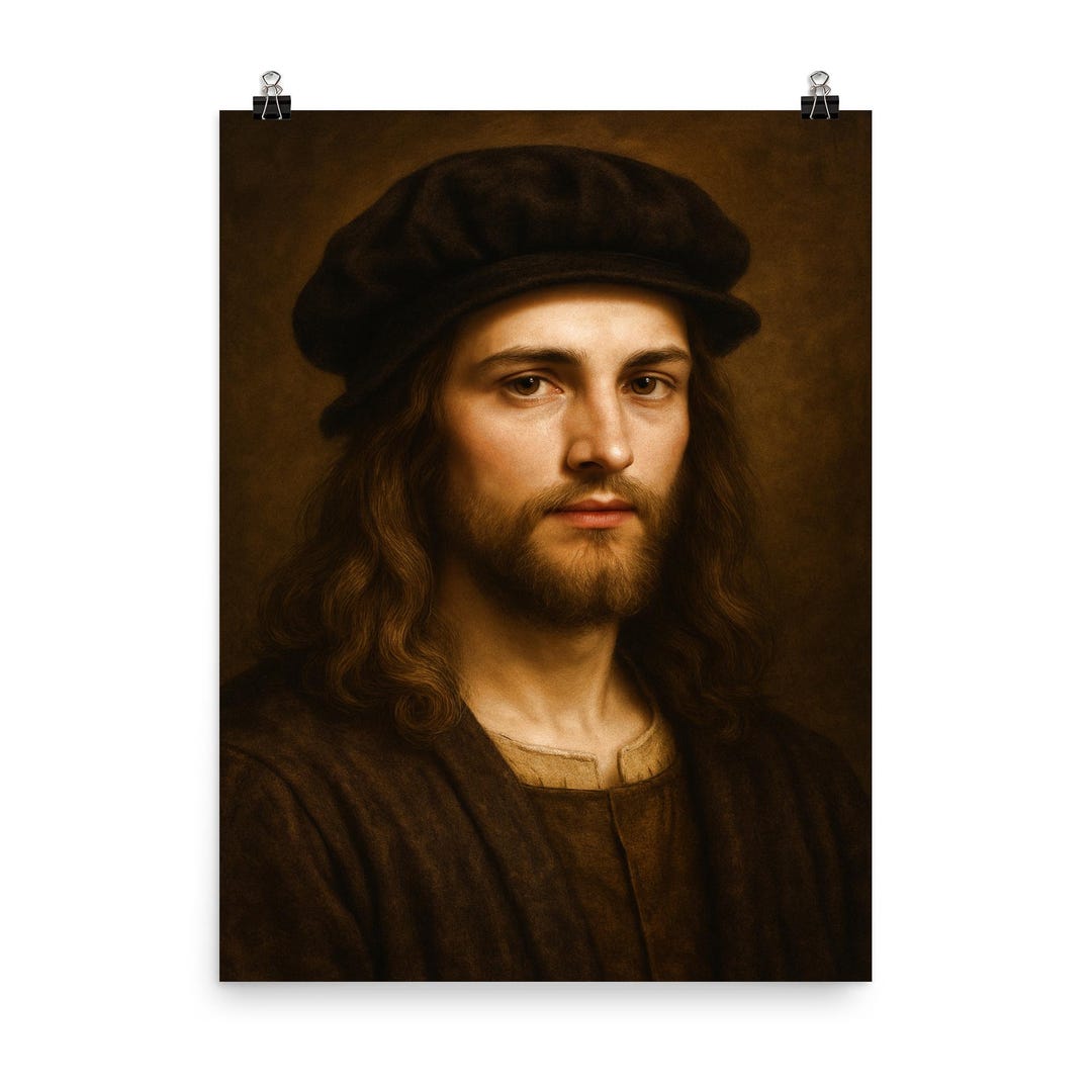 Young Leonardo Da Vinci Poster: Renaissance Portrait Wall Art Print - Etsy