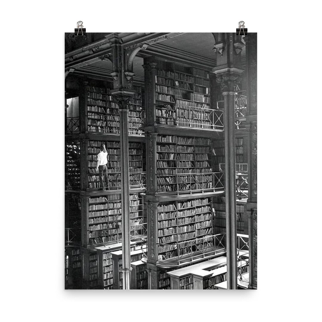 Man Browsing for Books in the Old Public Library of Cincinnati Poster ...