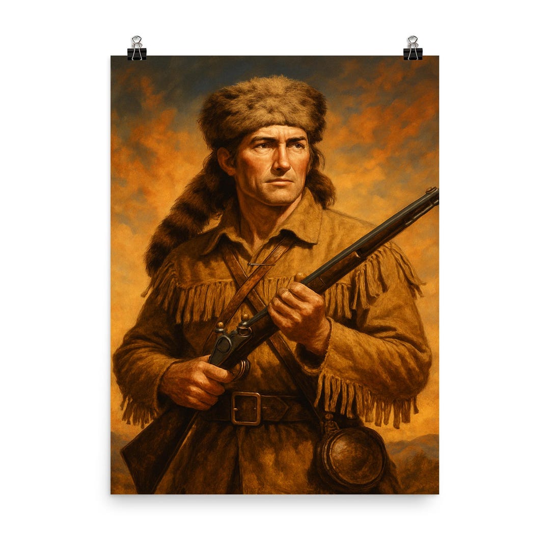 Davy Crockett Vintage Art Poster Print | Historical Wall Art Decor ...