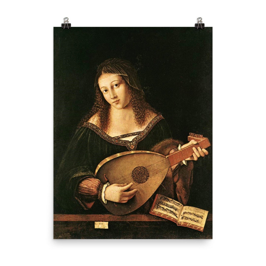 Lady Playing a Lute by Bartolomeo Veneto Poster Print - Etsy