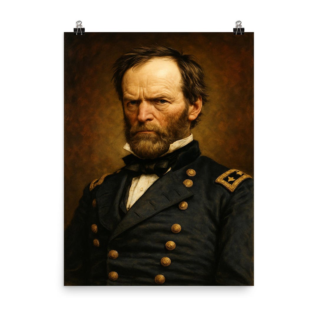 William Tecumseh Sherman Poster: Civil War Hero, Vintage Military Wall ...