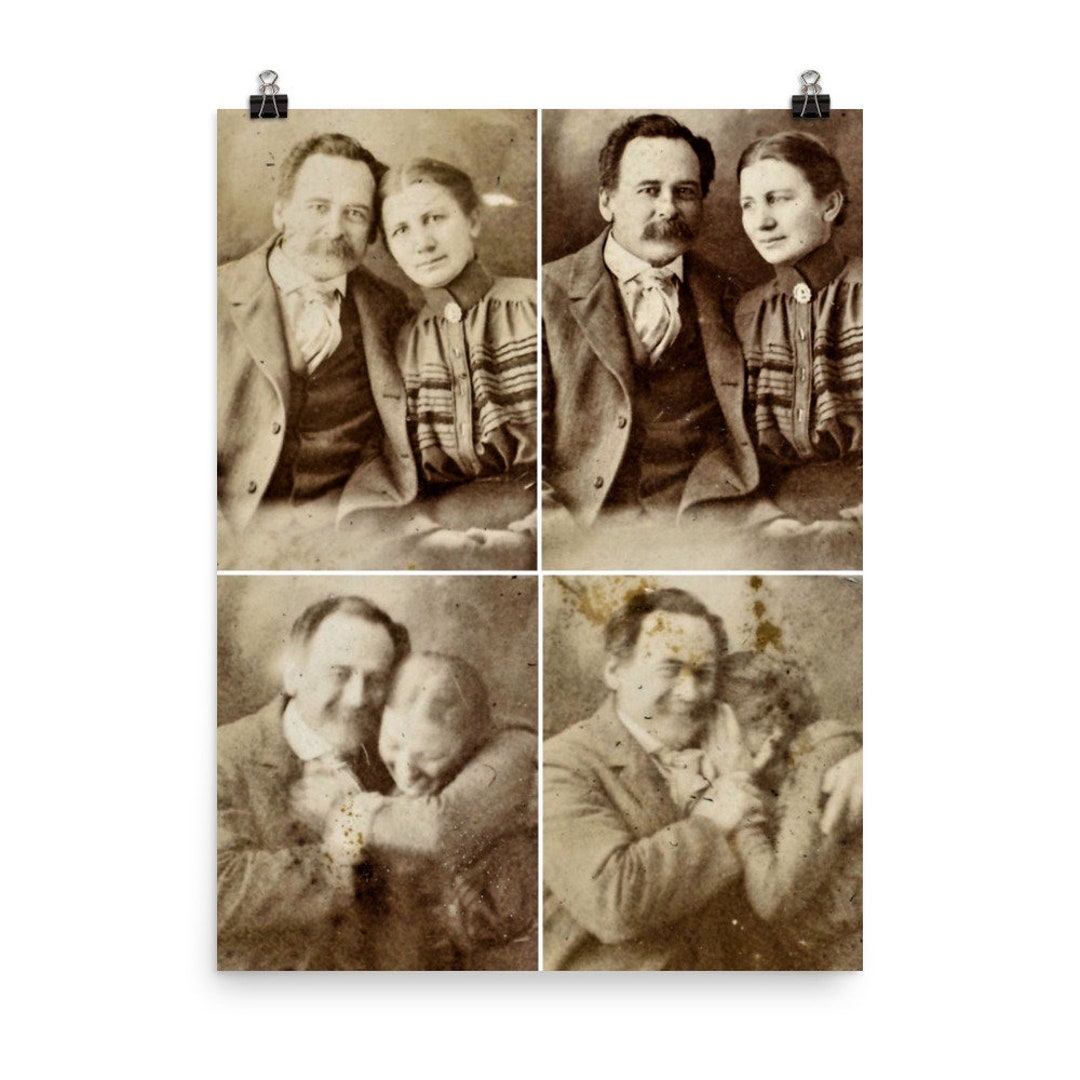 Victorian Couple Trying Not to Laugh Vintage Photography Poster Print ...