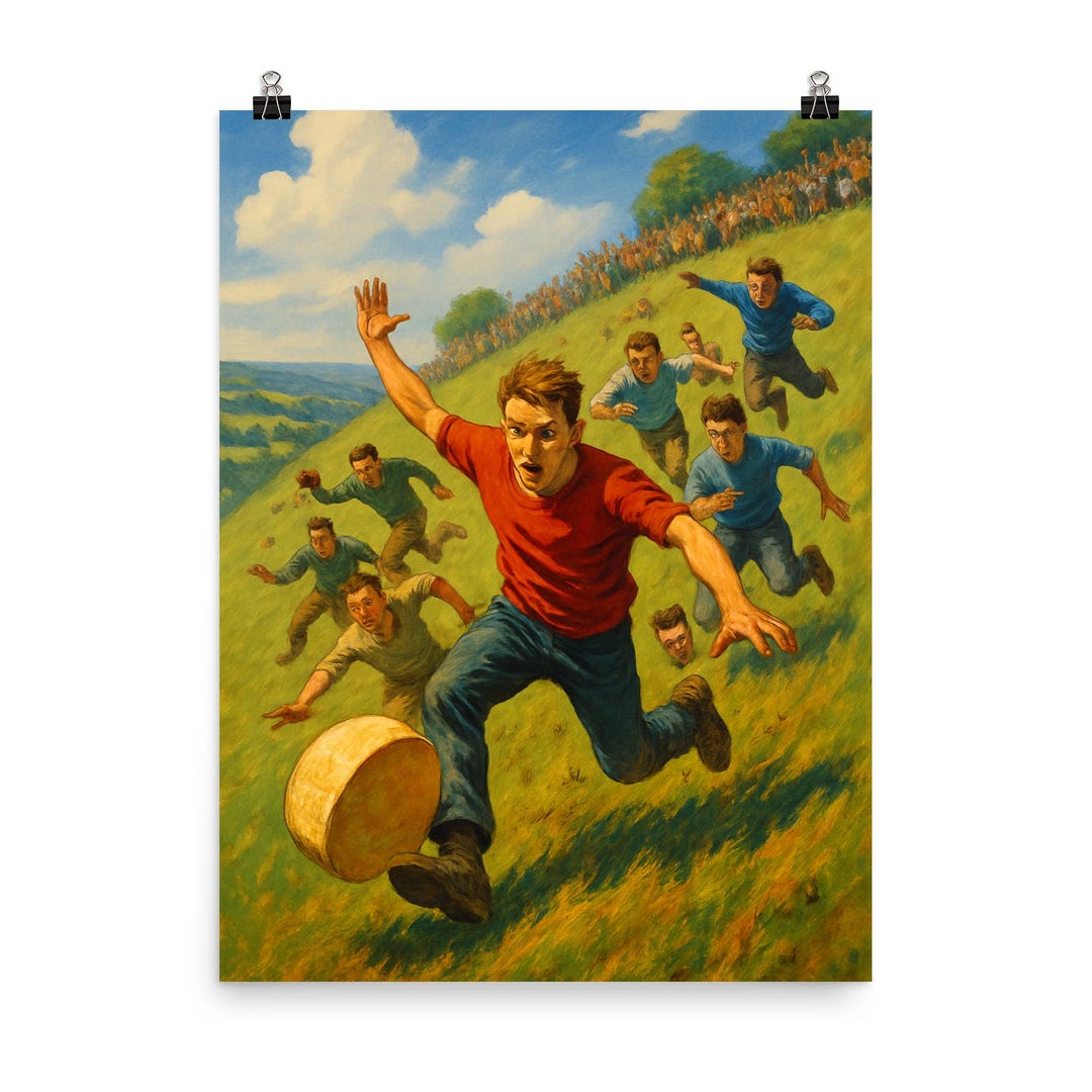 Cooper's Hill Cheese Rolling Poster Print Vintage Gloucestershire Wall ...