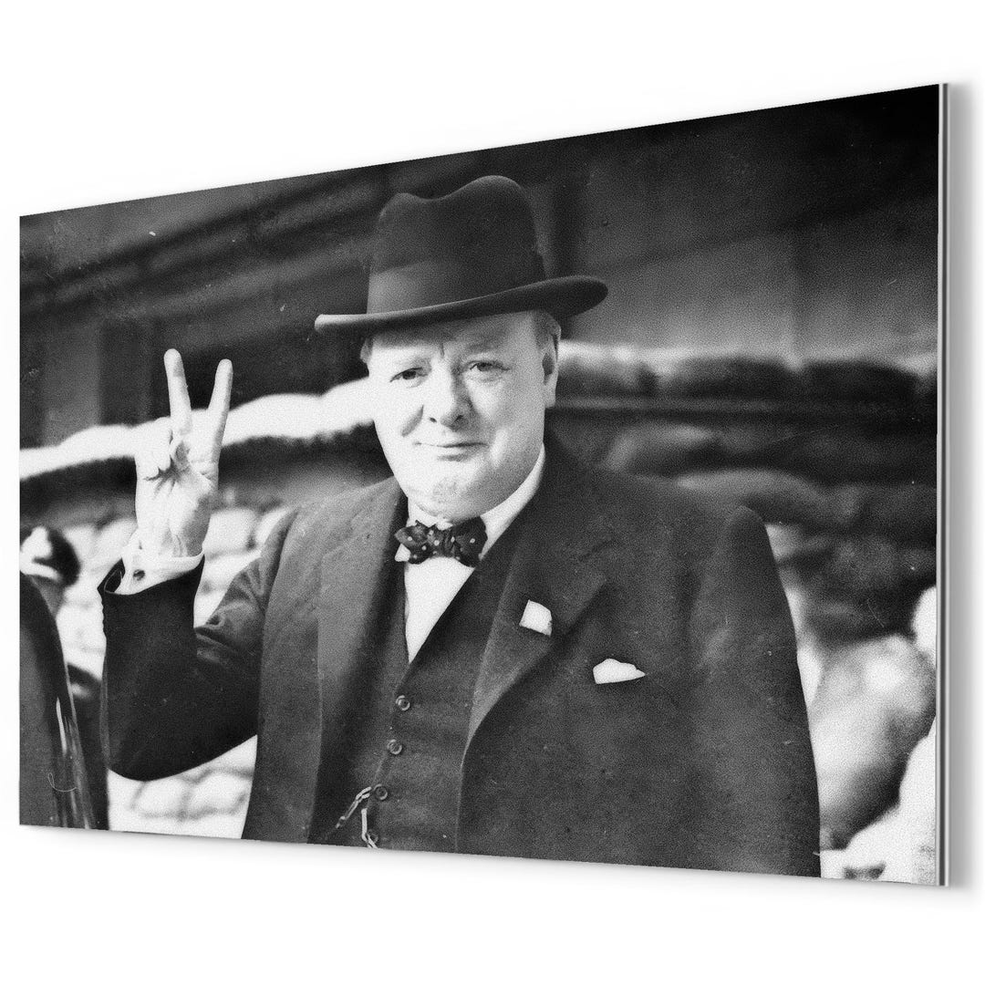 Winston Churchill V for Victory Metal Print: Iconic Wartime Portrait - Etsy