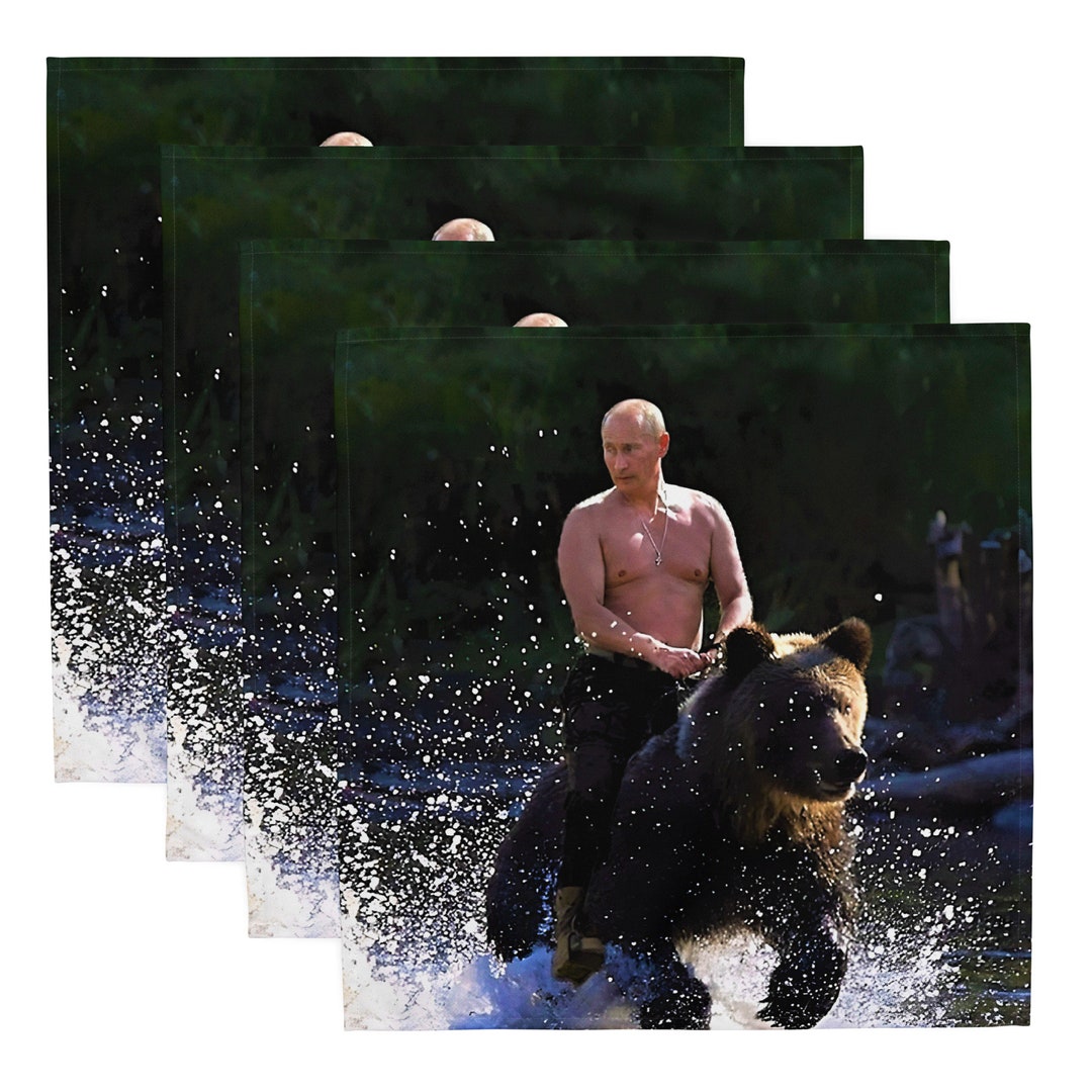 Vladimir Putin Riding a Bear Cloth Napkin Set 4 - Etsy