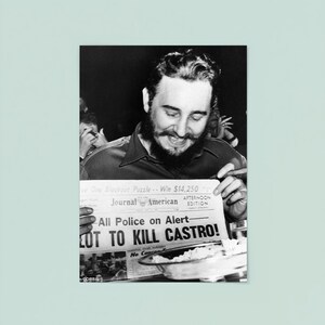 Fidel Castro Laughing at Newspaper Headline, New York 1959 Poster Print ...