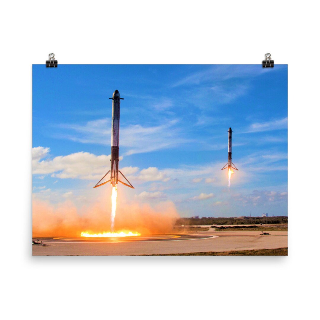 Spacex Falcon Heavy Booster Landing Poster Print - Etsy