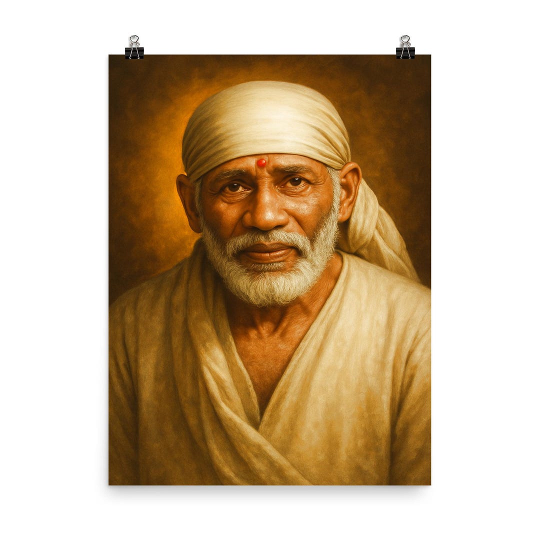 Sai Baba of Shirdi Poster Print: Devotional Portrait Wall Art for Home ...