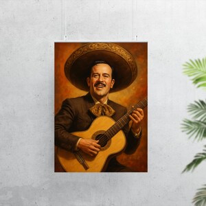 Vintage Pedro Infante Guitar Poster Print - Unique Mexican Icon Wall ...