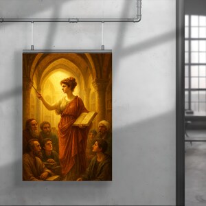Pre-raphaelite Hypatia Poster Print: Golden Light of Alexandria Library ...
