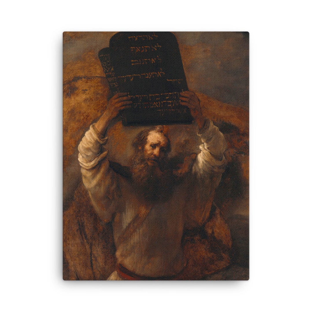 Moses Smashing the Tablets of the Law by Rembrandt Canvas Print ...