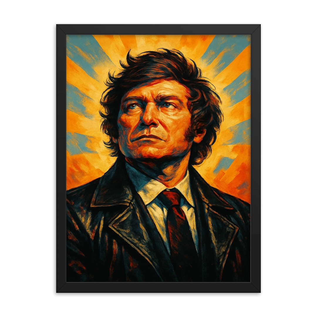 Javier Milei Framed Portrait: Bold Political Wall Art for Libertarians ...