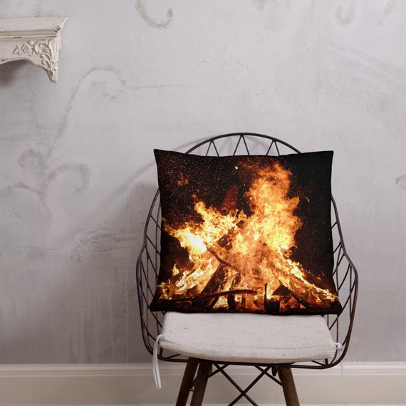 Camping Bonfire Hygge Party Fire Throw Pillow | Etsy