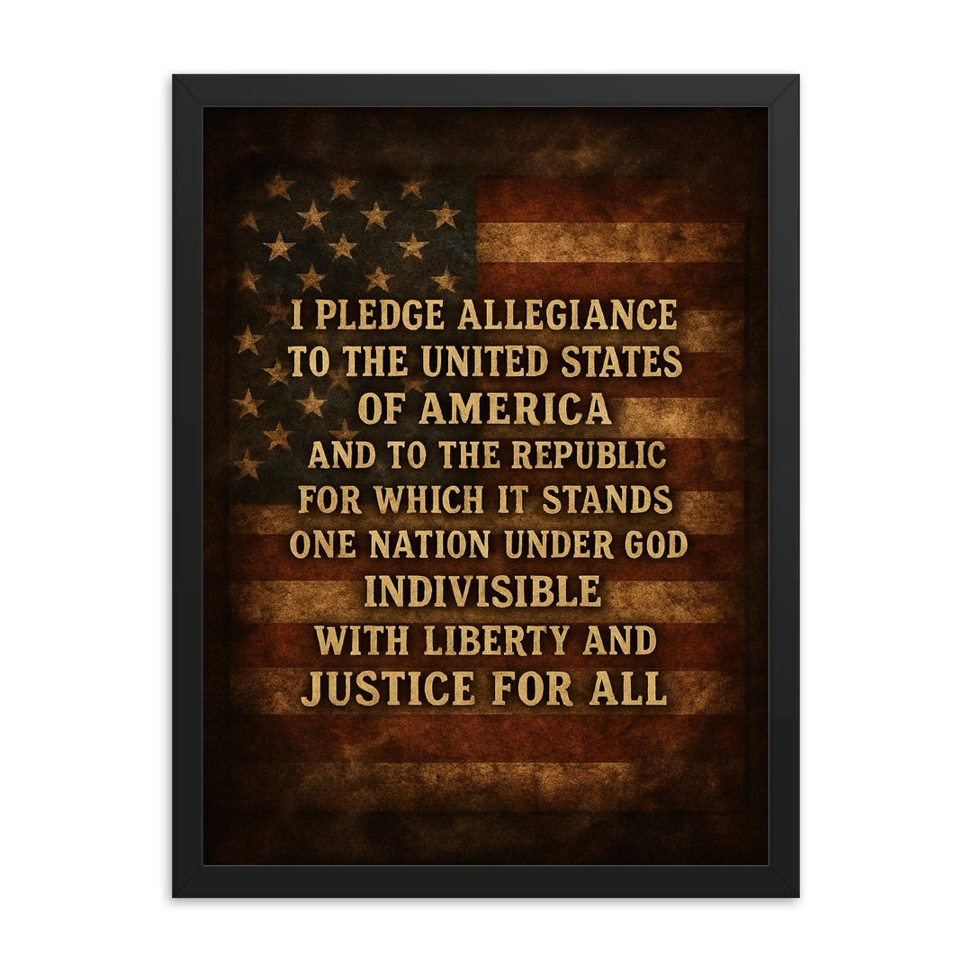 Framed Pledge of Allegiance Print: Patriotic American Home Decor - Etsy