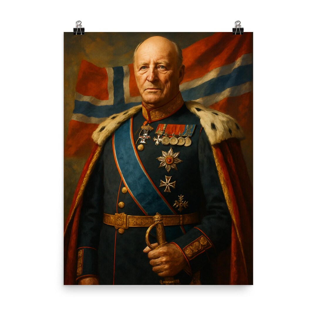 King Harald V of Norway Regal Portrait Poster Print – Unique ...