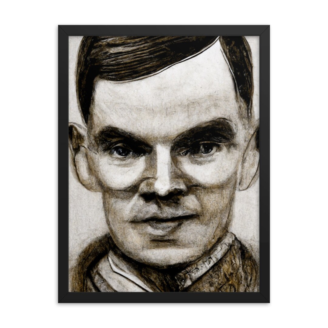 Pencil Sketch of Alan Turing in the Style of Leonardo Da Vinci Framed ...