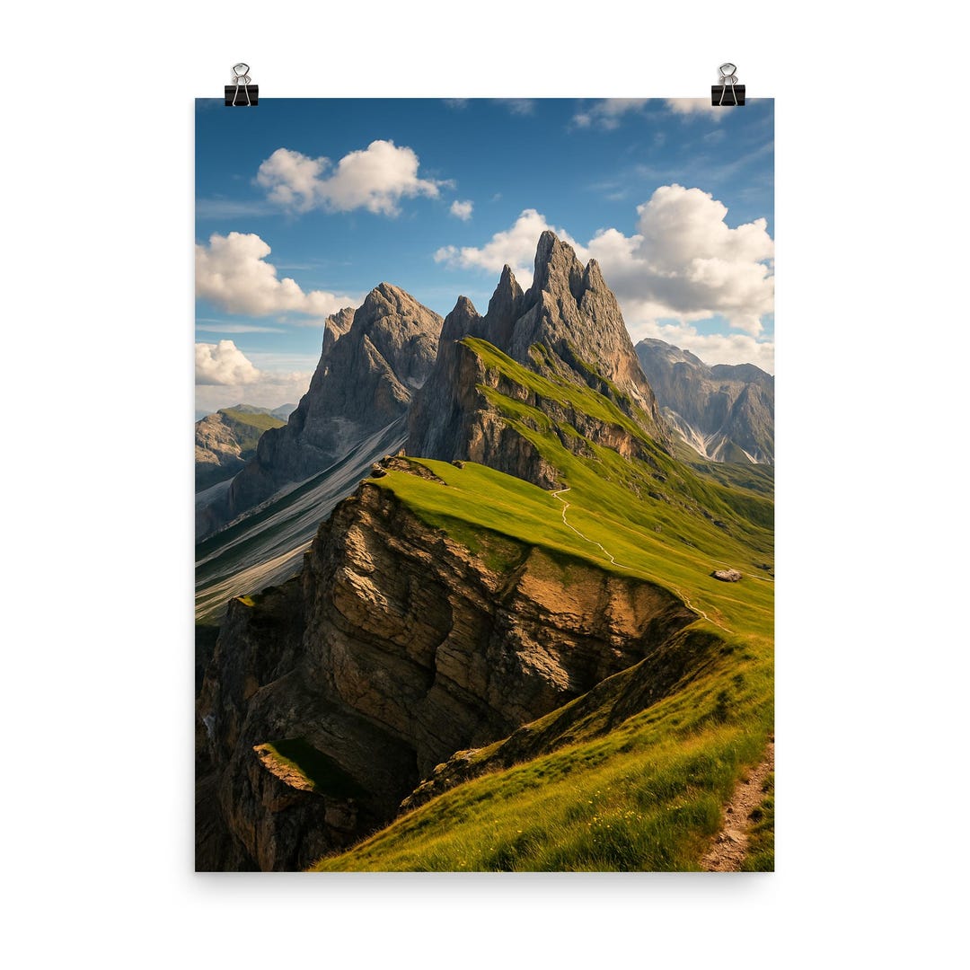 Dolomites Italy Landscape Poster: Seceda Ridgeline Alps Wall Art - Etsy