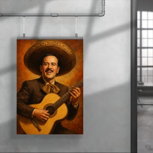 Vintage Pedro Infante Guitar Poster Print - Unique Mexican Icon Wall ...