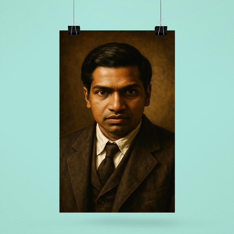 Srinivasa Ramanujan Poster: Legendary Mathematician Portrait Wall Art ...